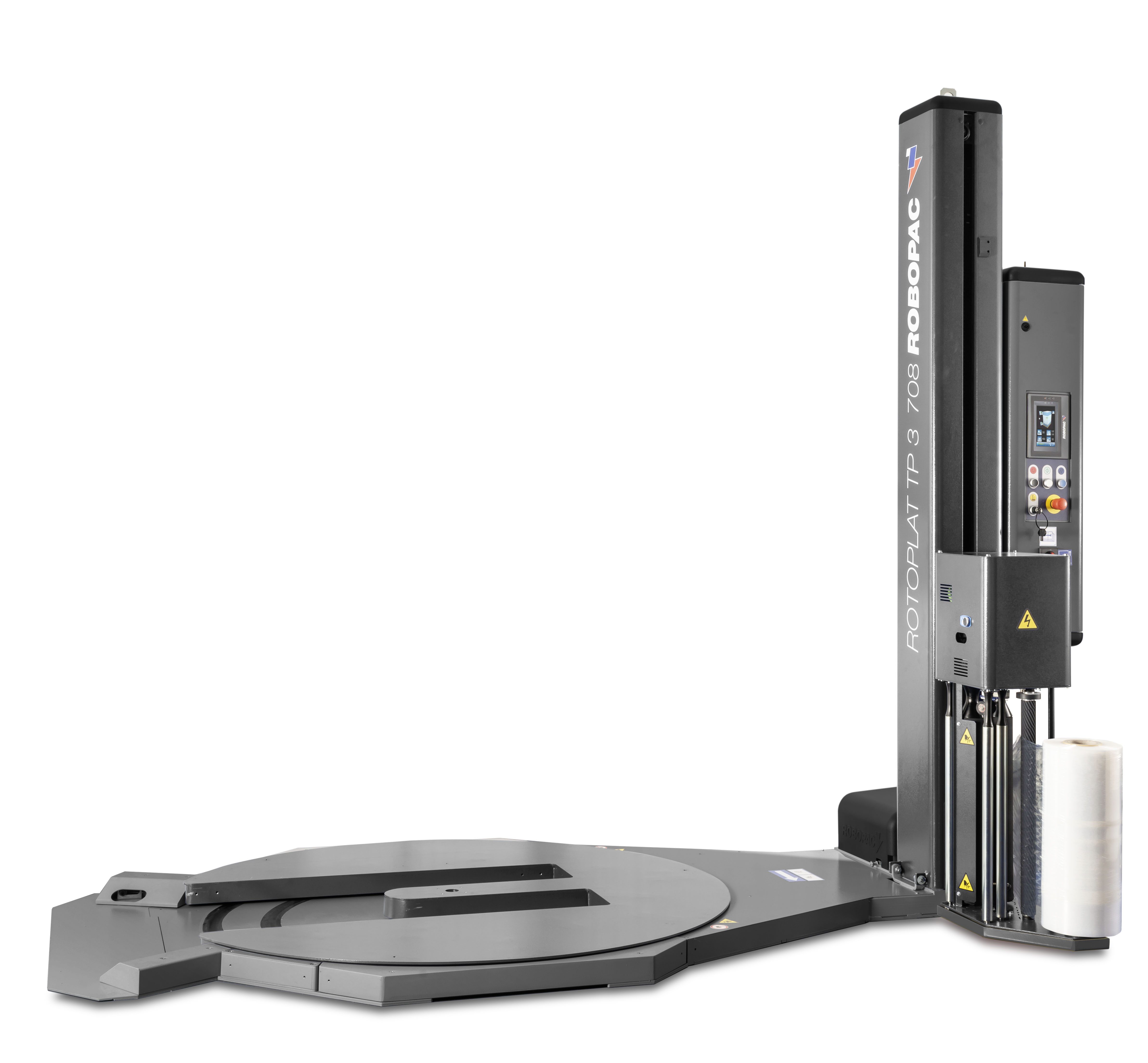 Infoliator paleti cu masa rotativa construit din Inox, incarcare paleti ...